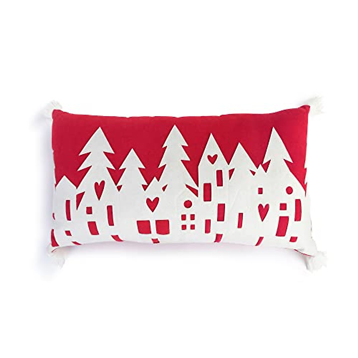 DEMDACO Cozy Winter Nights Red and White 21 x 12 Inch Reversible Lumbar Throw Pillow
