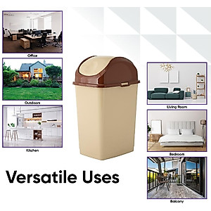 Generic VcJta Swing Top Lid Trash Can for Under Desk Organization 9 Gallon Plastic Waste Bin Office Home Garbage Receptacle, Beige, E285131478519