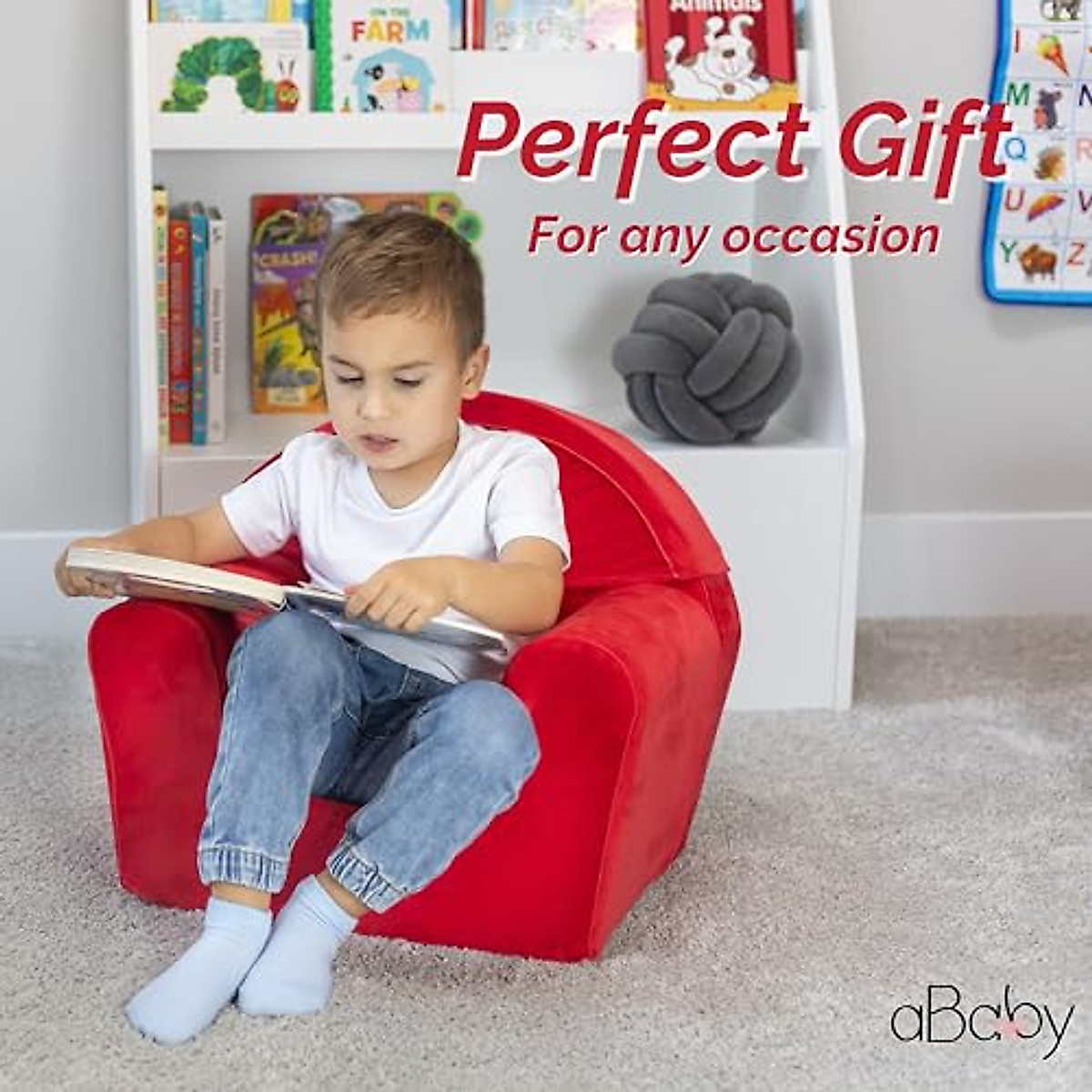 ABABY.COM Red Toddler Foam Chair - Comfy Reading Chair for Kids with Removable Cover- Lightweight Baby Chair