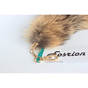 Fosrion Real Fox Tail Fur Keychain Clasp Fashion Charm Cosplay Toy (Red & Thin)
