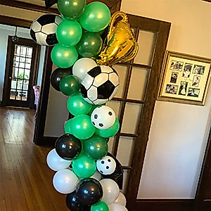 Soccer Party Balloons Set, 32 Inch Champion Trophy Mylar Foil Balloon and Football Helium Foil Balloons, World Cup 2022 Decor for Boys Kids Soccer Ball Fans Sport Birthday Party Decoration Supplies