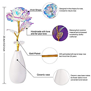 Birthday Gifts for Women,Gifts for Mom Grandma Her Wife, Mothers Day Mom Gifts, Valentines Day Gifts for Her Girlfriend,Christmas Women Gifts, Artificial Rose Flower w/ Vase Anniversary Wedding Gifts