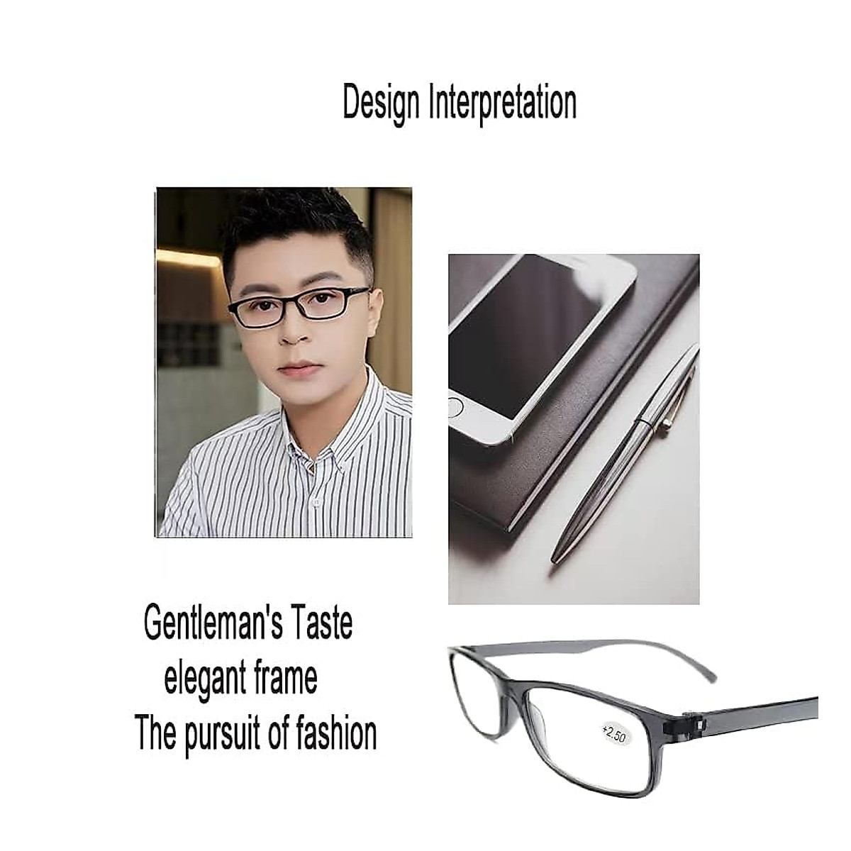 Voitead HD reading glasses men anti-blue light anti-fatigue fashion middle-aged and elderly glasses 1.5