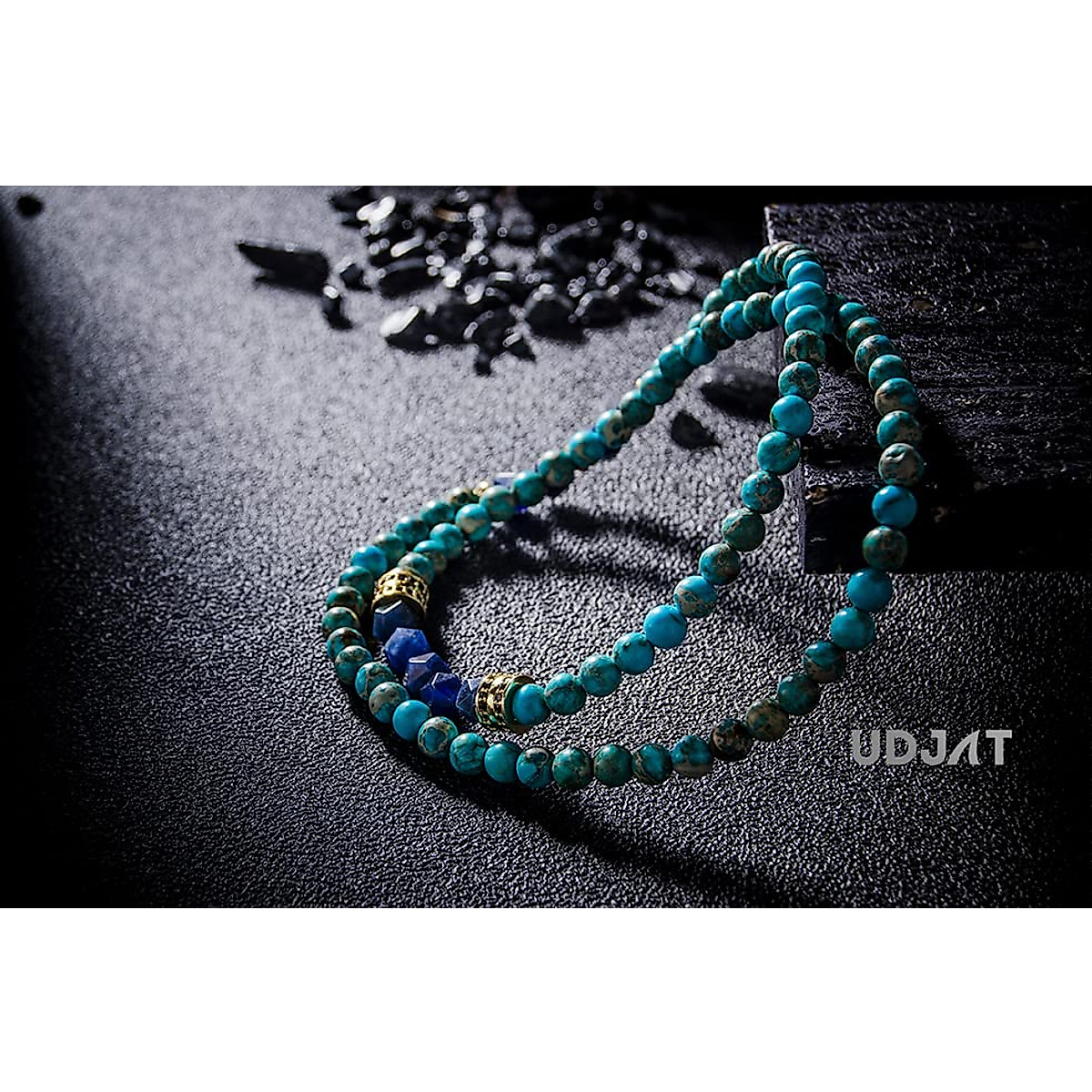 [Udjat]Turquoise Emperor Stone Wrap Bracelets,Healing Crystal Bracelet, Chakra Bracelet,Mala beads Crystal Bracelet for Woman, Turquoise Wrap Bracelets, turquoise emperor stone,blue sodalite