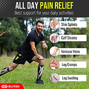 BLITZU Calf Compression Sleeves for Men and Women. Footless Compression Socks Support for Varicose Vein, Nursing, Running. Leg Sleeve Brace for Shin Splints, Pain Relief & Reduces Swelling Pink S-M