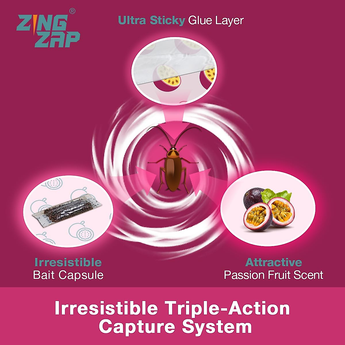 ZingZap Roach Glue Trap - 13 Pack with Passion Fruit Bait