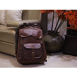 C CUERO Leather 20 Inch Backpack Rucksack Travel Laptop Large Backpack For Men And Women