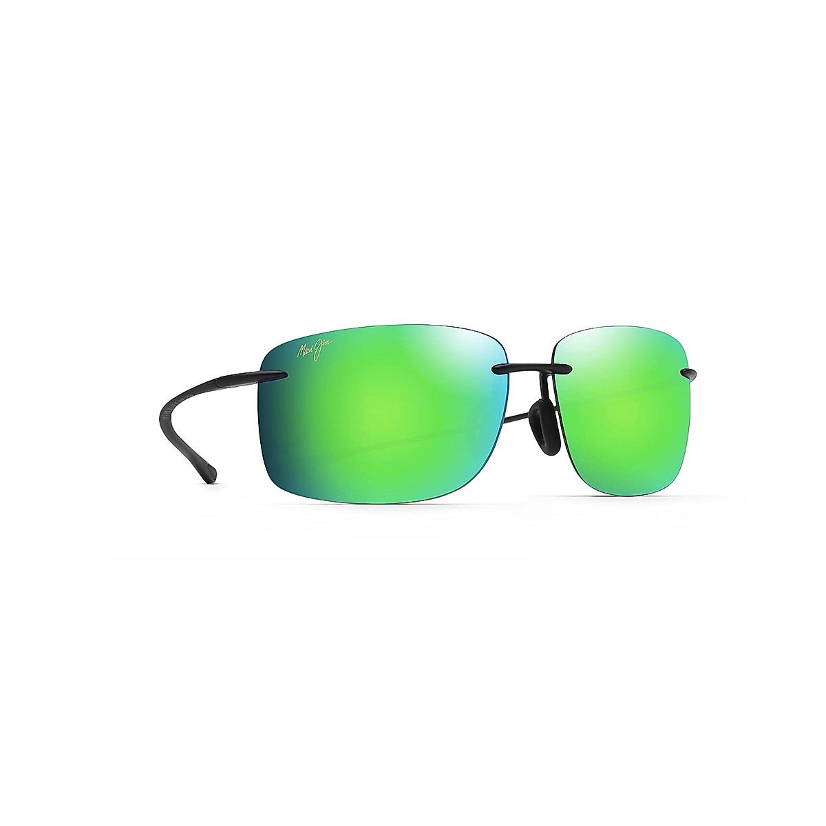 Maui Jim Men's and Women's Hema Polarized Rimless Sunglasses, Black Matte/MAUIGreen®, Large