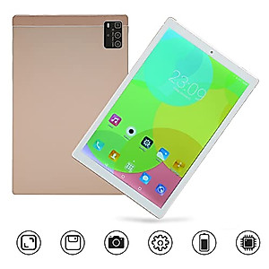 10.1in Tablet PC,Gold,2.4G 5G WiFi,USB C Rechargeable,6GB RAM 128GB ROM,2560x1600 HD,5MP 8MP Camera,Octa Core CPU,5000mAh Tablet for Android11