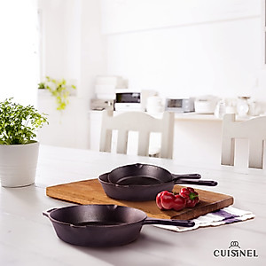 Cuisinel Cast Iron Skillets Set - 12" + 10" + 8"-Inch Pre-Seasoned Frying Pans + Silicone Handle Grip Covers - Use Indoor/Outdoor, Oven, Grill, Stove, BBQ, Camp Fire, Induction Kitchen Cookware