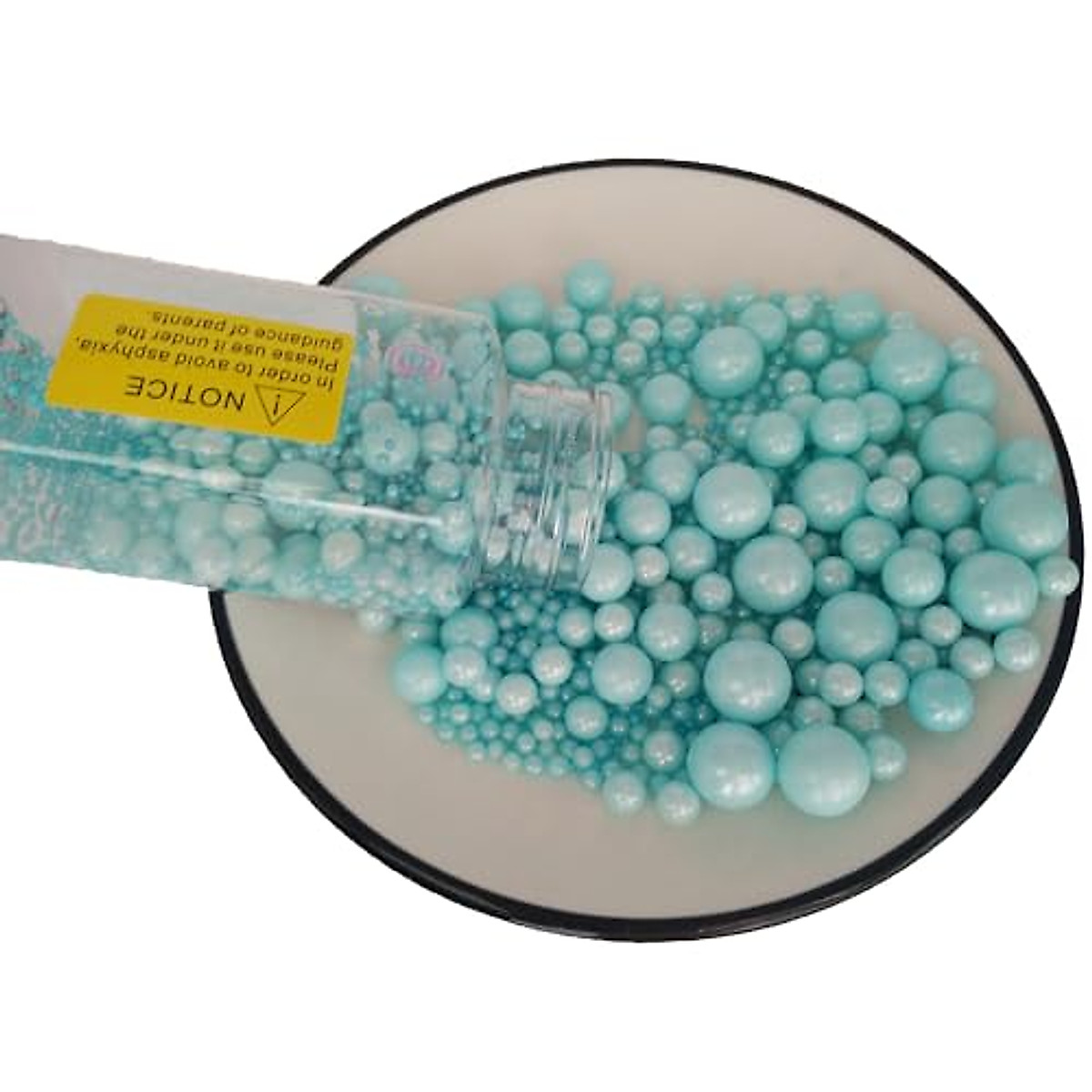 Edible Blue Pearls Sugar Sprinkles 120g/4.23 oz, Mix size Candy Pearl for Cake Decorating and Cupcake Toppers, Cookie Decorations Topping, Wedding Shower Party Valentines Halloween Christmas