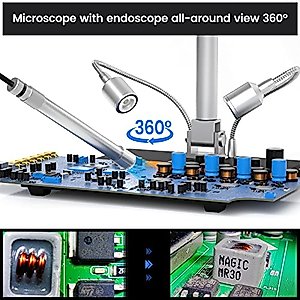 Andonstar AD409 Pro HDMI Digital Microscope with Endoscope, 10.1 inch LCD Screen Soldering Microscope, 300X USB Electronic Microscope Camera for PCB Soldering, Supports Windows PC