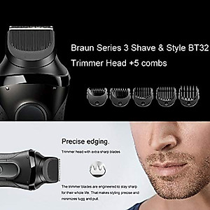 Trimmer Head for Braun Series 3, 5 Piece Comb Trimming Set, Electric Shaver Beard Trimmer Head, Replacement Trimming Head for Braun 3