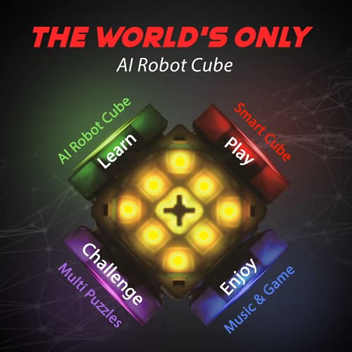 eX-Mars AI Robot Cube & Smart Cube, Self Scrambling STEM Cube with 10 Puzzle Types | Self Solving Speed Cube, Plays Music | Unique Stem Toys for Boys & Girls | Fidget Toys for Adults Anxiety