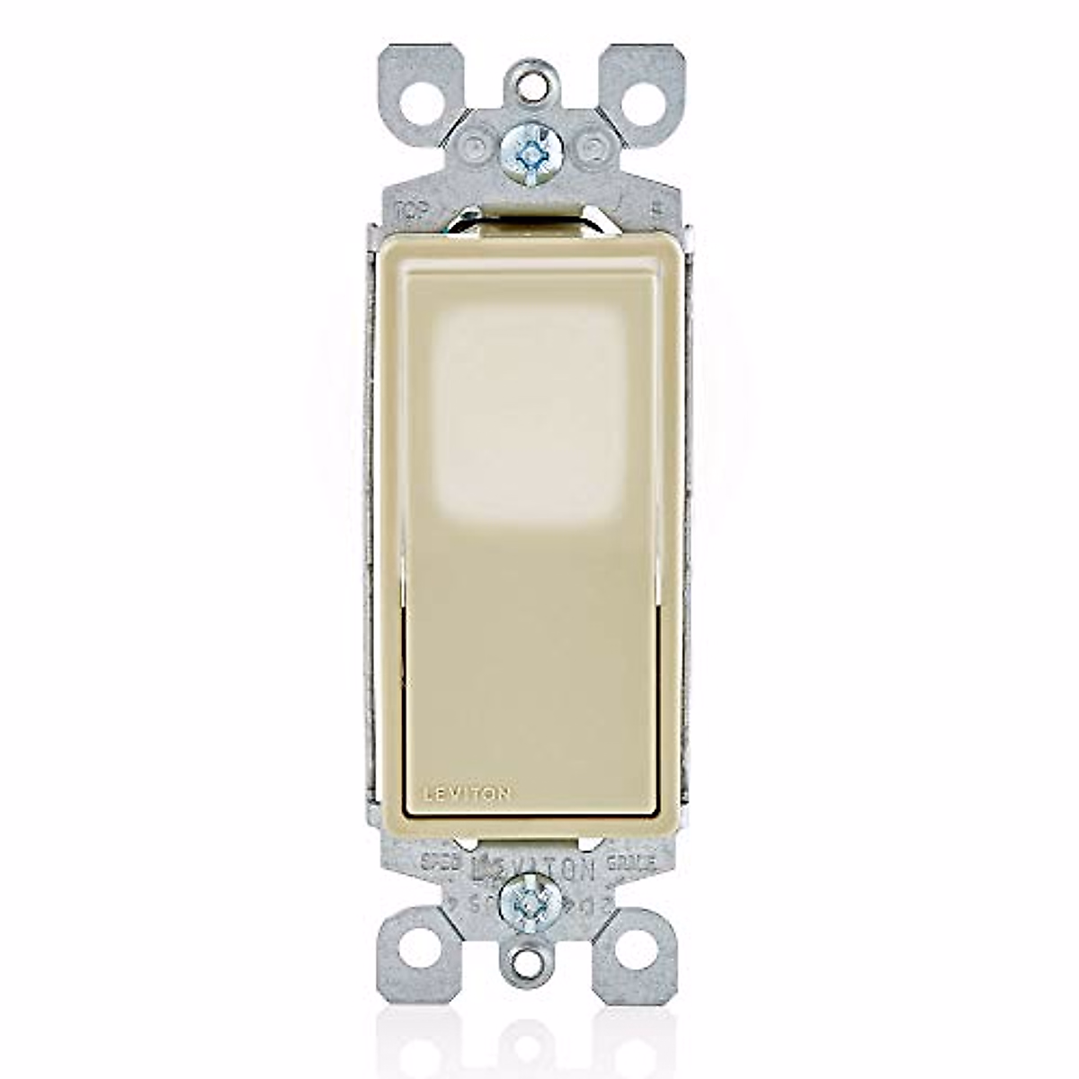 Leviton L5611-2I 15 Amp, 120/277 Volt, Decora LED Illuminated Rocker Single-Pole AC Quiet Switch, Residential Grade, Grounding, Ivory