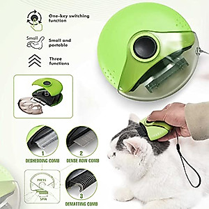 Cat Grooming Brush,3 in 1 Portable Brushes for Shedding,Pet Slicker Brush for Matted and Tangled Hair,Dematting & Detangling Brushes for Dogs Cats Rabbits,Easy to Removes Loose Undercoat (Green)