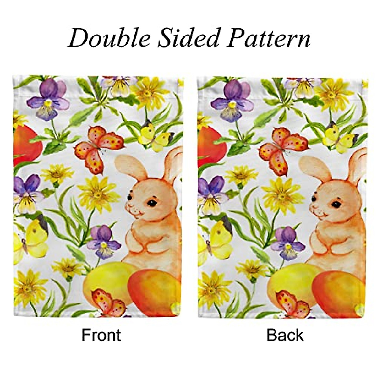 My Little Nest Seasonal Garden Flag Easter Bunny Spring Butterflies Vertical Garden Flags Double Sided for Home Farmhouse Yard Holiday Flag Outdoor Decoration Banner 12"x18"