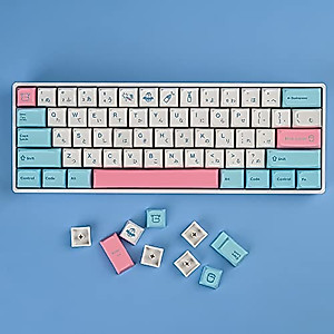 WHYSP PBT XDA Japanese Keycaps 136 Keys Dye-sub Cute Keycaps Set for 61 64 68 87 104 108 Mechanical Gaming Keyboard Keycaps Cherry MX Switches(Milk Cover)