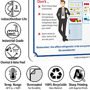 SmartSign 10 x 7 inch “Respect Your Co-Workers - Office Refrigerator Etiquette” Sign, Digitally Printed, 55 mil HDPE Plastic, Multicolor, Made in USA