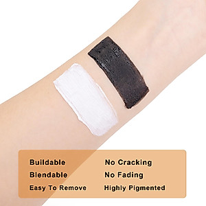 Black and White Face Paint,Halloween Skeleton Face Paint Kit with 2Pcs Painting Brushes,Water Based Body Paint for Adults & Kids,SFX Makeup Palette for Zombie,Joker,Clown,Cosplay,Costume,Theater