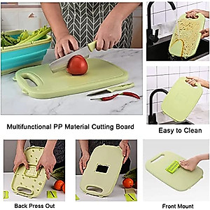 AJH3 ESSENTIALS 9-in-1 Collapsible Cutting Board with Colander and Prep Tub: The Ultimate Meal Prep Station for Any Occasion (Blue/Green)