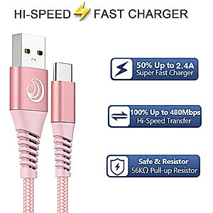 Type C Charging Cable 3A Fast Charge USB C Cable【2Pack 6FT】C Cord Phone Charger Fast Charging Cord for Samsung Galaxy S10 S9 S8 Note 8 A11 A01 A20 A21 A12 A10e A50 A51 S20 S21,LG K51 Stylo 4 5 6,Moto.