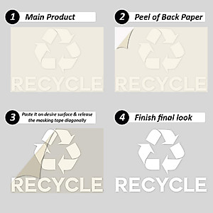 Ignixia Recycle Symbol Sticker Decal to Organize Trash cans/Garbage containers, Recycle Sign Decal Plotter Cut Vinyl Outdoor Recycle Containers (White, 10 X 7) Inches Large (Pack of 01)