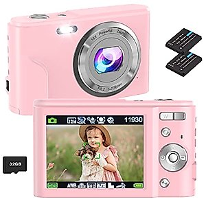 Digital Camera, Bofypoo Autofocus Kids Vlogging Camera FHD 1080P 48MP with 32GB Memory Card, 16X Zoom Point and Shoot Digital Camera, Compact Camera for Teens,Beginners