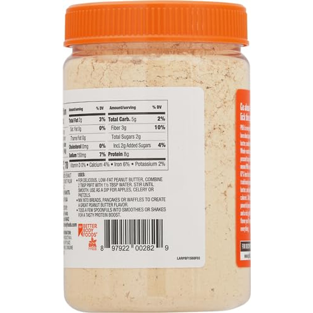 PBfit All-Natural Peanut Butter Powder, Peanut Butter Powder from Real Roasted Pressed Peanuts, 8g of Protein 8% DV (15 oz.)