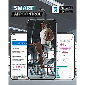 RENPHO Smart Jump Rope, Fitness Skipping Rope with APP Data Analysis, Workout Ropes for Home Gym, Crossfit, Jumping Counter Exercise Men, Women