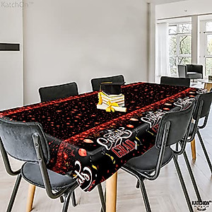 Congrats Grad Graduation Tablecloths - 3 Pack, Red Congrats Grad Tablecloth | Graduation Tablecovers, Red and Black Graduation Decorations 2023 | Plastic Class of 2023 Graduation Party Tablecovers