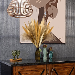 EVOLUX Pampas Grass Decor,60 Pcs Natural Dried Pampas Grass|15 Pcs White & 15 Pcs Beige & 30 Pcs Reed Grass,17" Pompas Grass for Flowers Arrangement Home Garden Wedding Decor