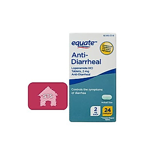 Equate Anti-Diarrheal - Loperamide - 2 mg, 24 Caplets + STS Fridge Magnet.