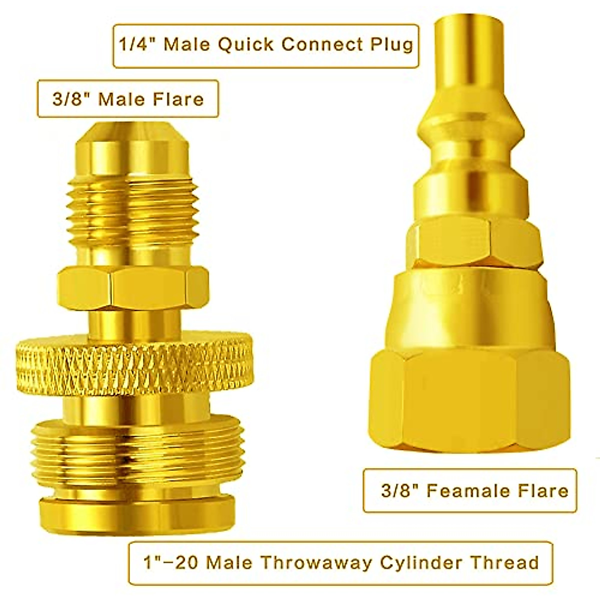 MCAMPAS 1lb Propane Disposal Adapter Fitting with 1/4" Quick Connect Disconnect Adapter for Convert Portable BBQ Grill, Bubby Heater, Weber Traveler Portable Gas Grill to Hook Up RV Trailer
