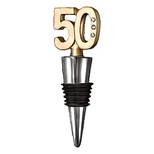 FASHIONCRAFT 50th Anniversary Wine Bottle Stopper Favors, Pack of 1