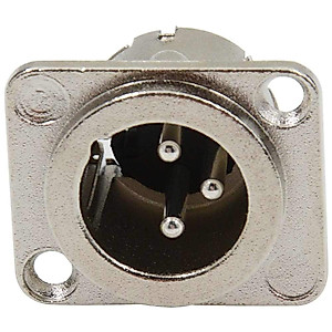 MUDHEN BNKENX 2Pack XLR Male Jack 3 Pin XLR Male Nickel Panel Mount Connectors XLR Male 3Pin Jack Socket Panel Mount Audio Jack Speaker Plug