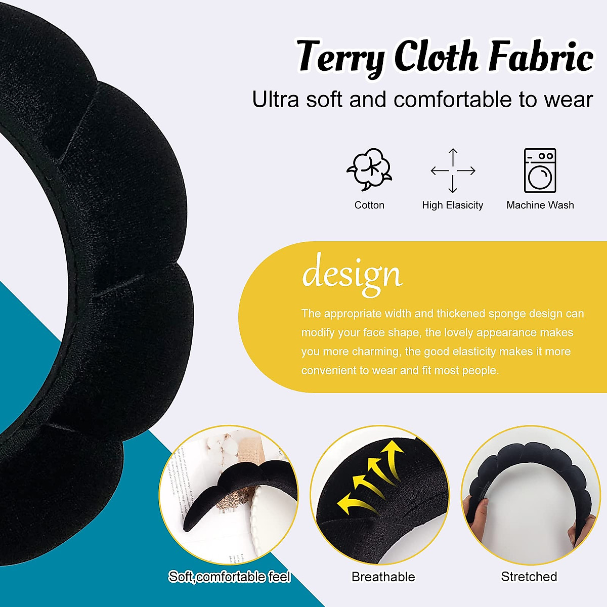 Makeup Spa Headband for Washing Face: Bubble Skincare Headbands for Women Face Wash Headband Skin Care Headbands - Puffy Headband Make Up Facial Headband