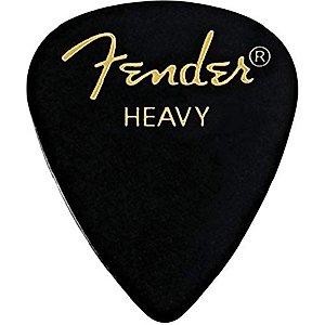Fender Classic Celluloid Guitar Picks 351 Shape, Black, Heavy, 144-Pack