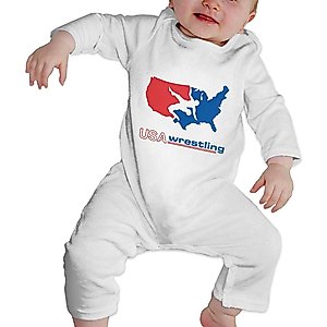 National Wrestling - Baby Footie Romper Long Sleeve Bodysuit Jumpsuit Outfits White