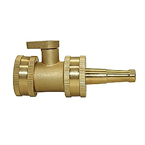 Hooshing Heavy Duty Brass Jet Nozzle High Pressure Jet Sweeper Sprayer Nozzle with Garden Hose Shut Off Valve 3/4" GHT Connector