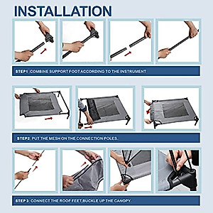 Hooyeatlin Elevated Dog Bed for Small Dogs - Cooling Raised Pet Cot with Removable Canopy Portable Dog Shade Tent for Indoor & Outdoor Use Gray ( S Size )