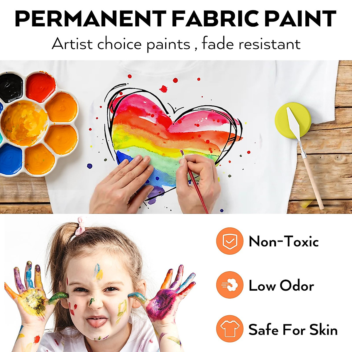 Nicpro Black Fabric Paint for Furniture, 8.45 oz (250 ml) Fabric Paint for Clothes Permanent, Soft Rich Pigment Non-Toxic Textile Paint for Fabric DIY Crafts T-shirts Shoes Jeans for Kid Adult