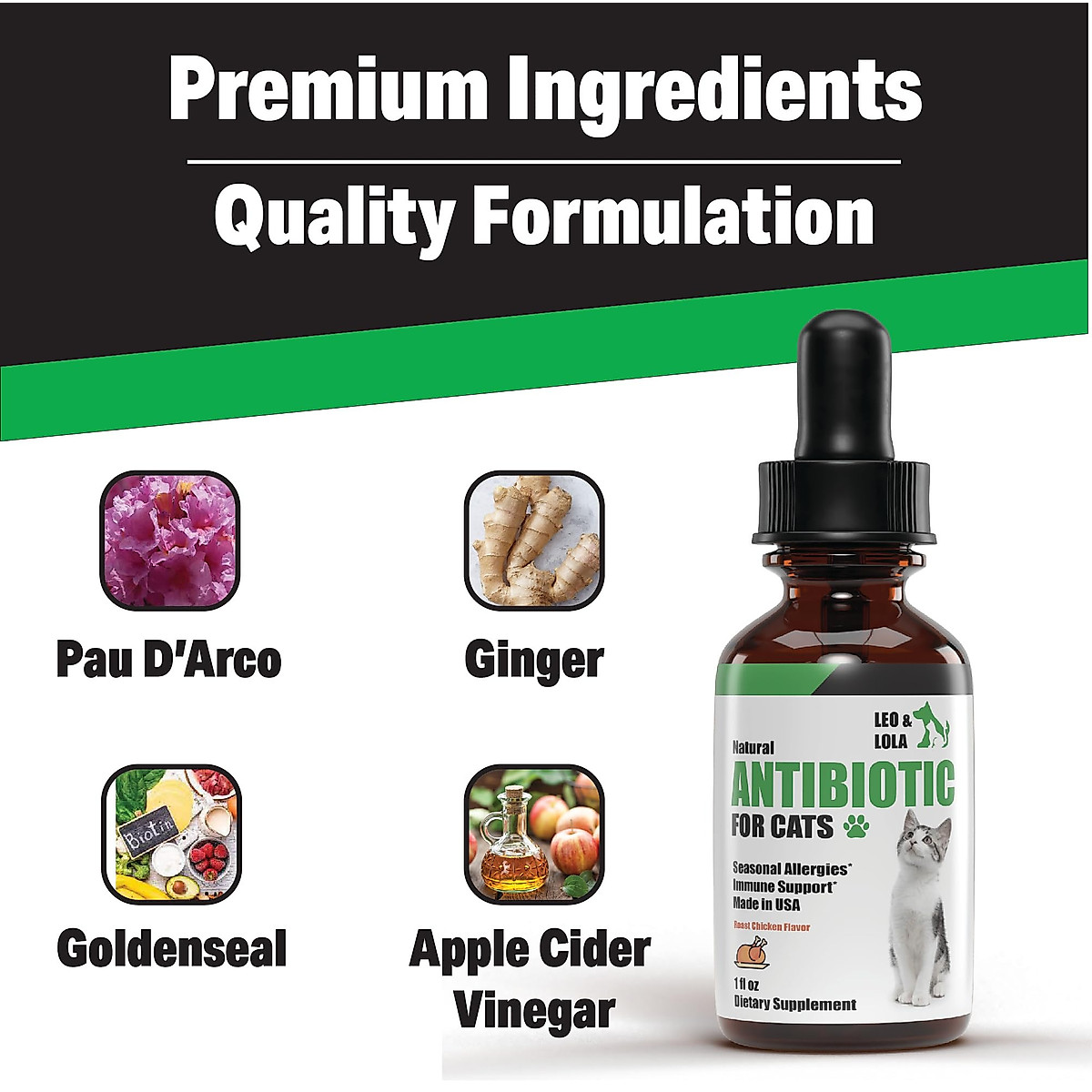 Leo & Lola Natural Cat Antibiotic : Antibiotics for Cats : Cat Antibiotics : Antibiotic for Cats : Cat Antibiotics for UTI : Cat UTI : Cat UTI Treatment : Cat UTI Antibiotics : 1 fl oz