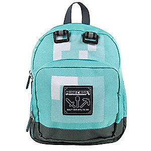 Minecraft Diamond Mini Blue Backpack | 12-Inch Gaming Adventure | Carry the Blocky Fun | Durable Material