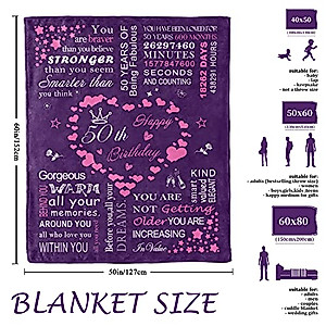 50th Birthday Gifts for Women Blanket 50"x60", 1973 Birthday Gifts for Women, 50th Birthday Gifts Ideas Throw Blanket, 50 Year Old Birthday Gift Ideas, 50th Birthday Gifts for Sister Her Wife Mom
