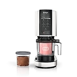 Ninja NC301 CREAMi Ice Cream Maker, for Gelato, Mix-ins, Milkshakes, Sorbet, Smoothie Bowls & More, 7 One-Touch Programs, with (2) Pint Containers & Lids, Compact Size, Perfect for Kids, White