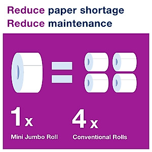 Tork Mini Jumbo Toilet Paper Roll White T2, Advanced, 2-Ply, 12 x 751', 12024402