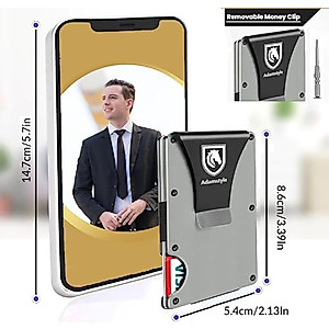 Adamstyle Minimalist Slim Wallet for Men - Mens Metal Compact Wallets - Rfid Blocking Credit Card Holder with Money Clip