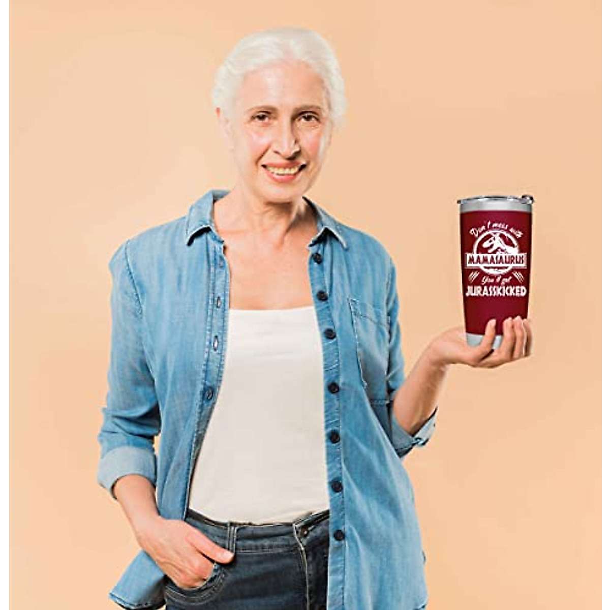 DOUBLECHILD Mothers Day Gifts for Mom from Daughter, Son, Kids - Great Mothers Day Tumbler - Ideas Presents for Mom on Birthday, Xmas - Mama Cup - Insulate Stainless Steel Tumbler 20oz, Red