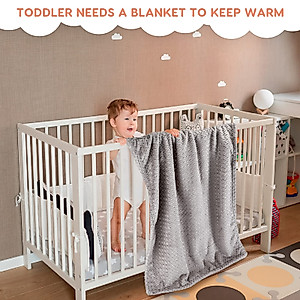 4 Pcs Baby Blankets Toddler Blanket Flannel Fuzzy Plush Flannel Fleece Baby Blankets Soft Warm Throw Crib Blanket, Nursery Swaddling Blankets for Girls Boys Kids Bedding, Gray, 26 x 32 Inch